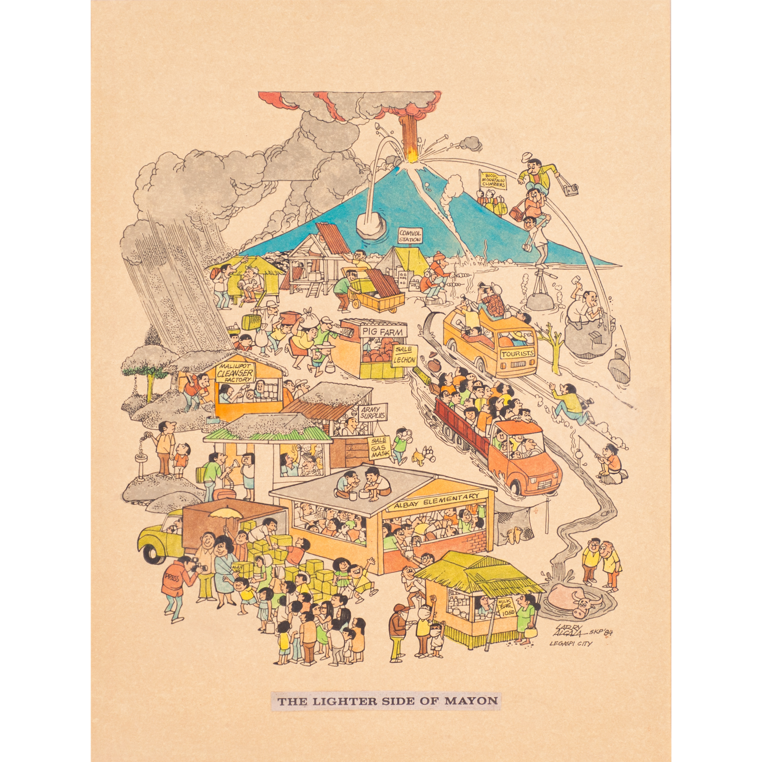 Larry Alcala (1926 - 2002) - The Lighter Side of Mayon