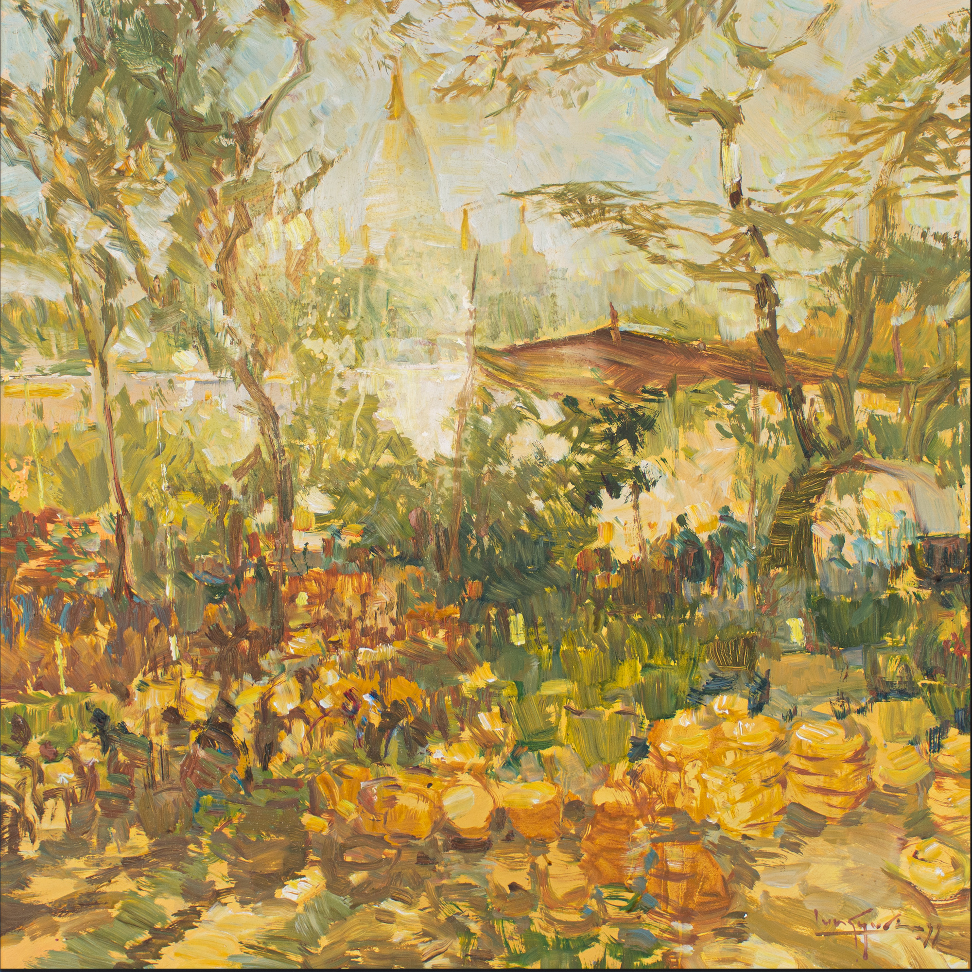 U Lun Gywe (b. 1930) - Untitled (Pottery Market)