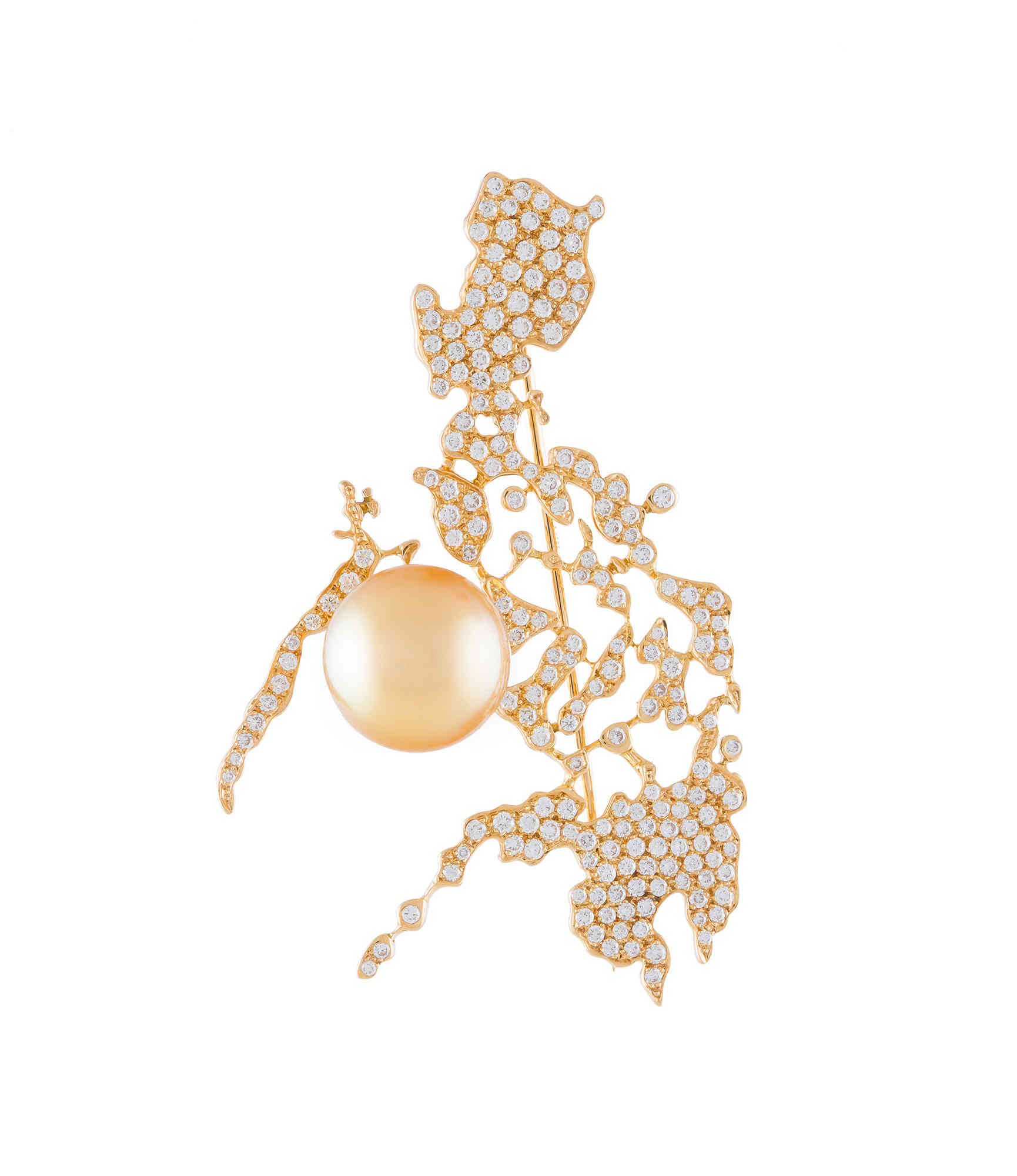 A brooch shaped like the Philippines with clustered diamonds and a ...