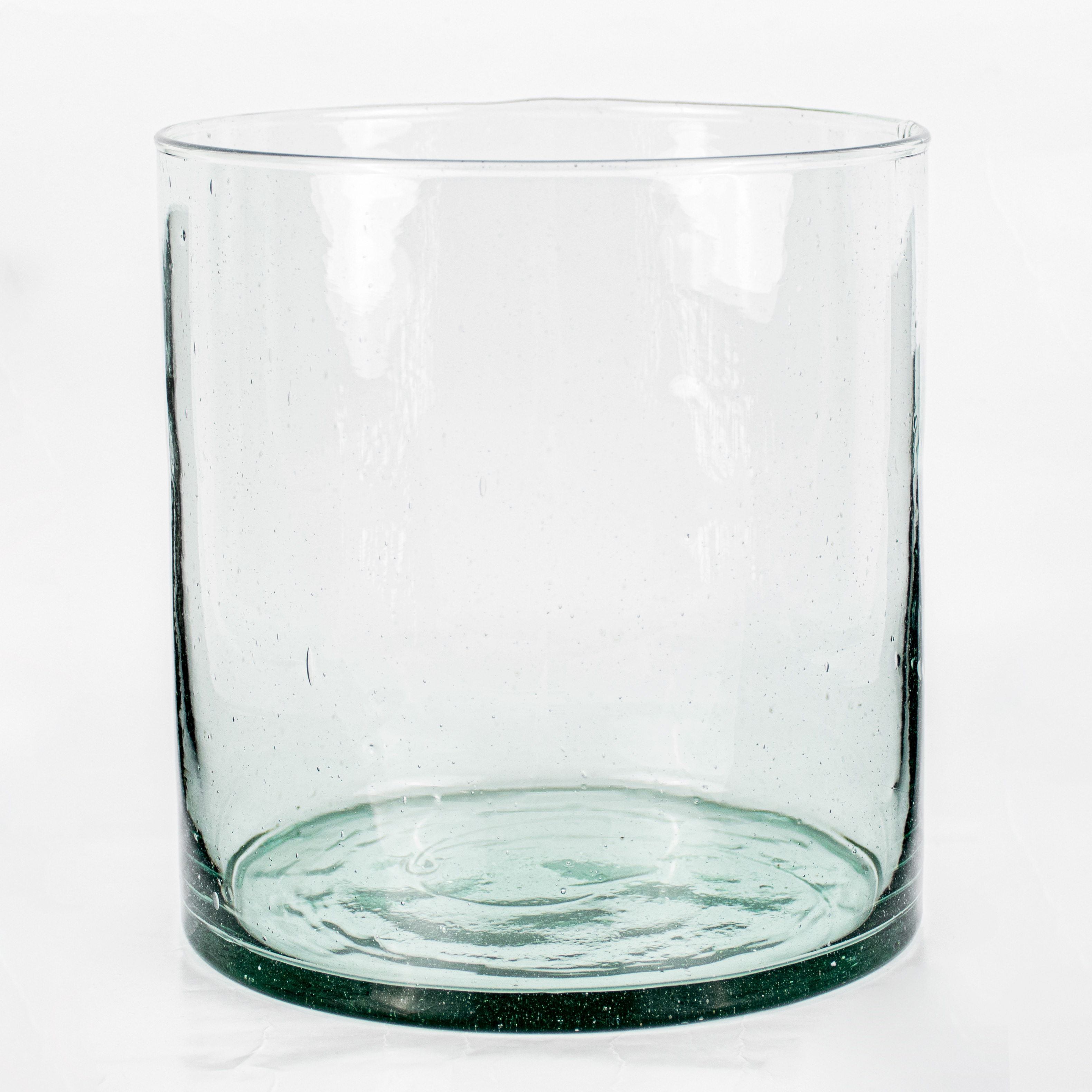 - A wide-rimmed glass vase