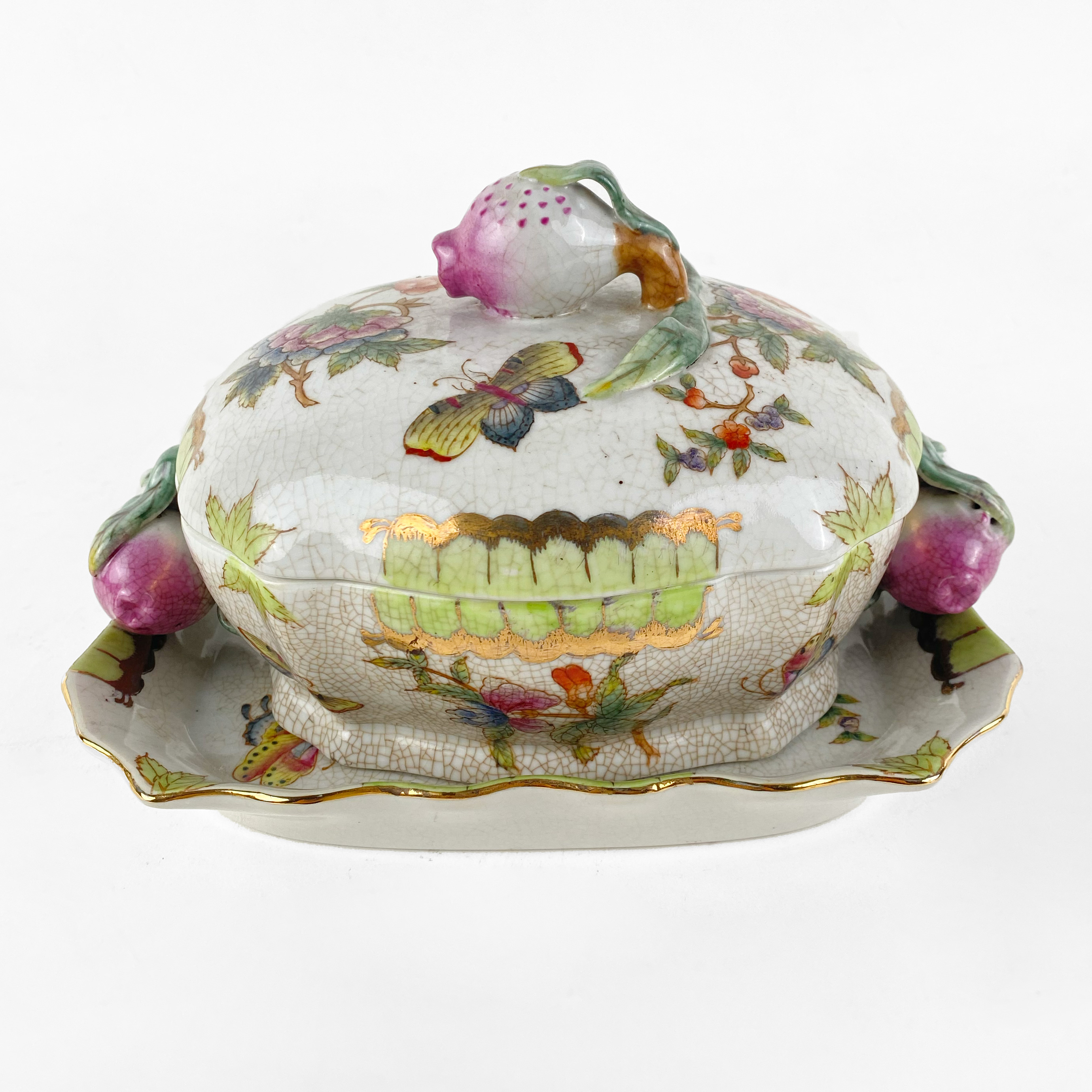 - A ceramic garden-themed serving container