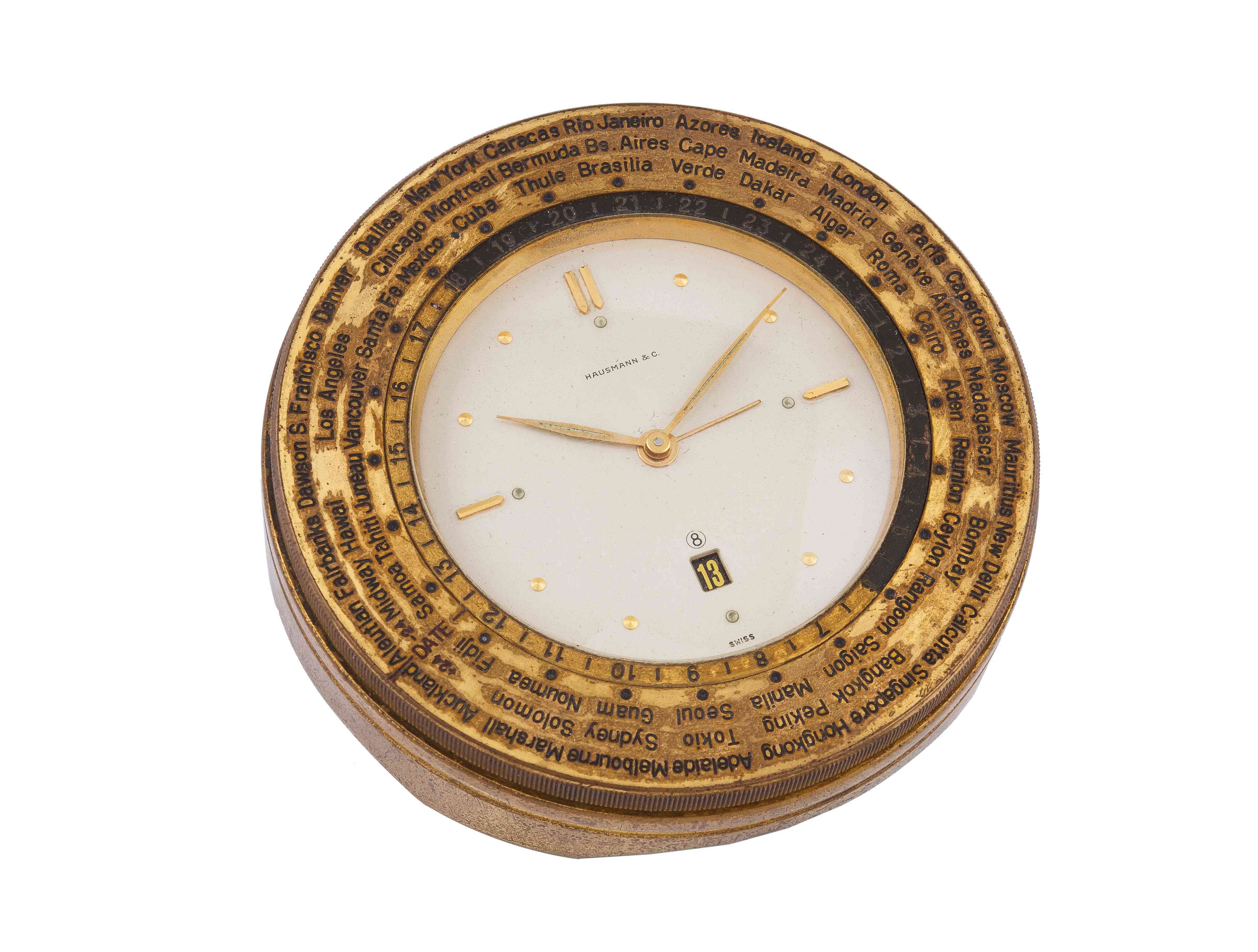 HAUSMANN & C. - Round Desk Clock with World Time Bezel