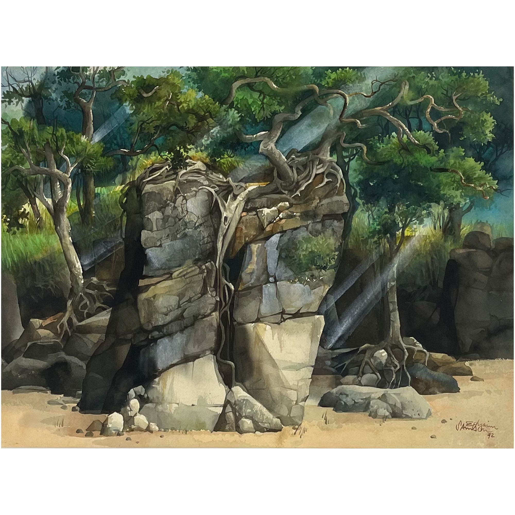 Ephraim Samson (b. 1947) - Untitled (Rocks and Trees)