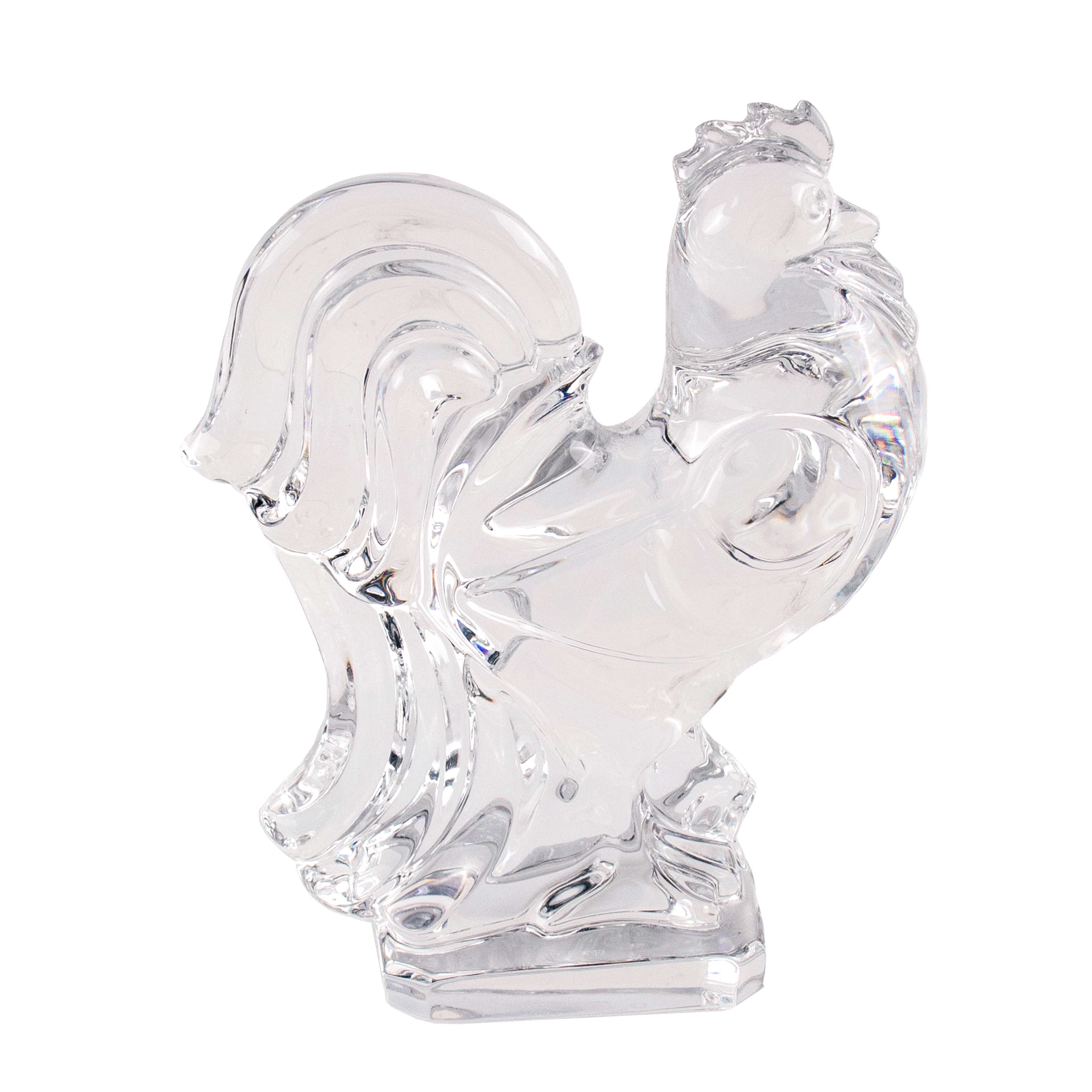 Val St Lambert - A crystal rooster figurine