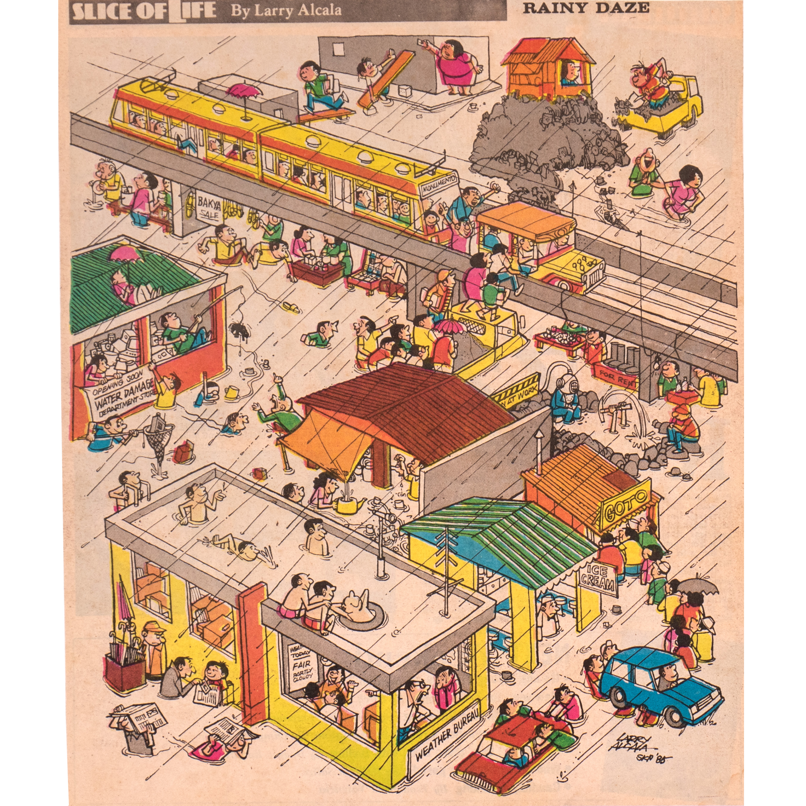 Larry Alcala (1926 - 2002) - Rainy Daze (A Slice of Life by Larry Alcala)