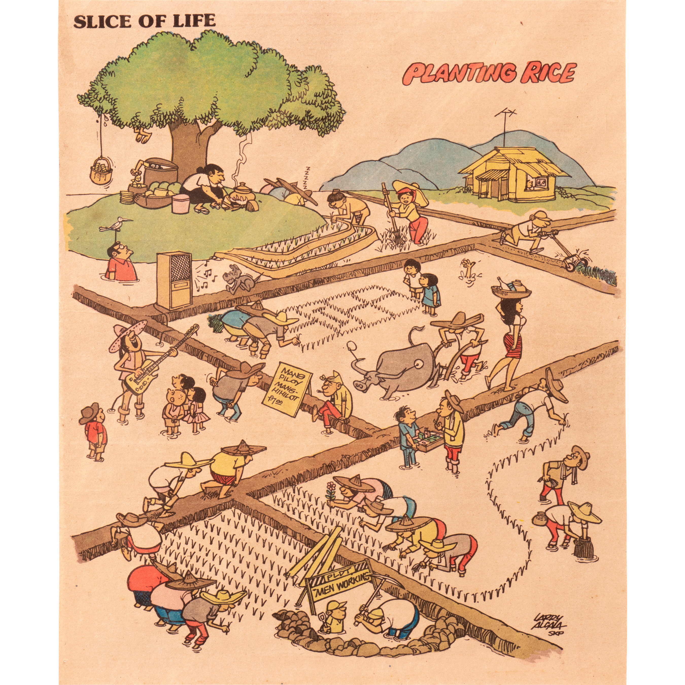 Larry Alcala (1926 - 2002) - Planting Rice (A Slice of Life by Larry ...