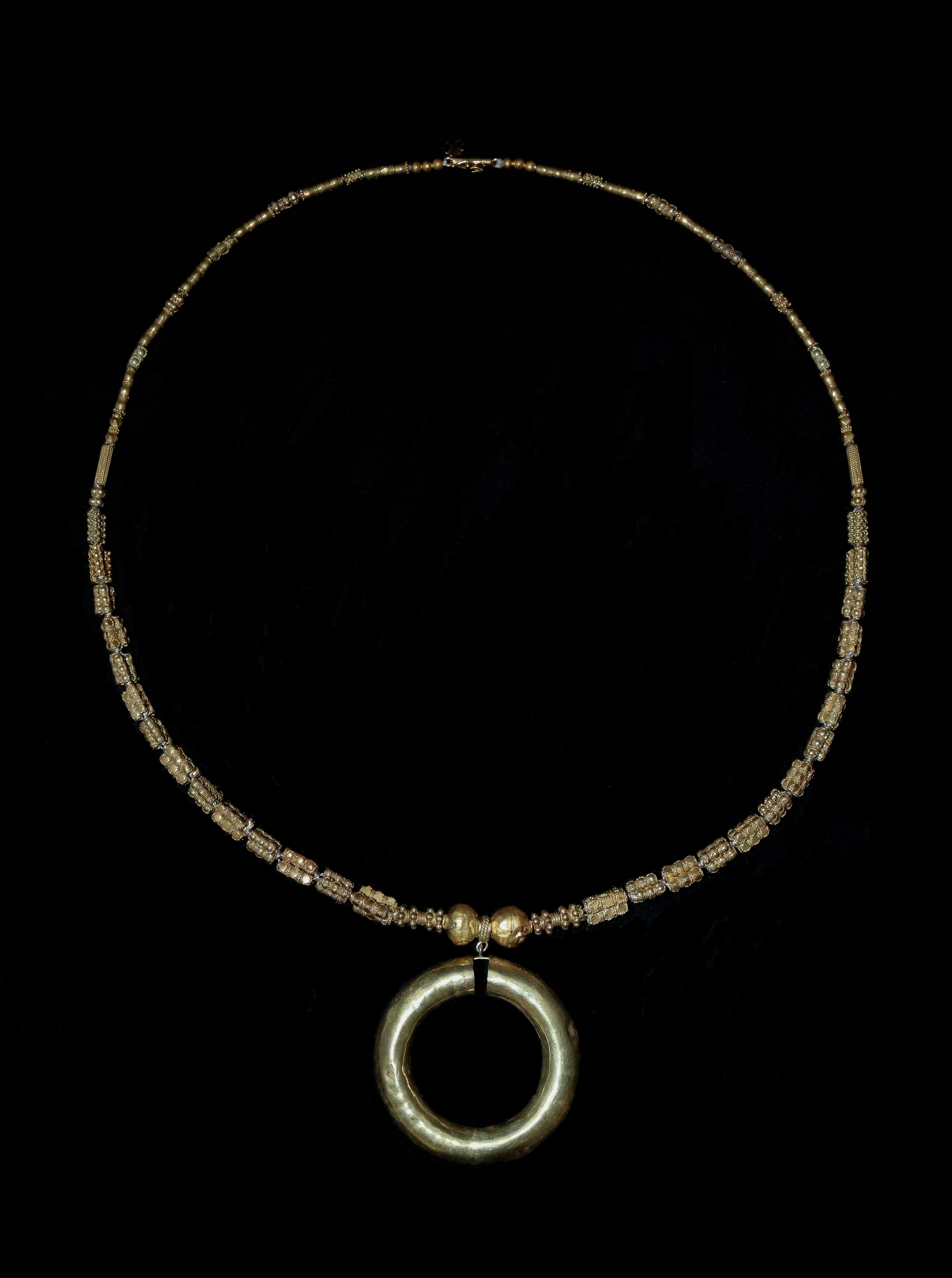 Celia Molano - (G-013) Excavated gold beads and gold barter ring ...