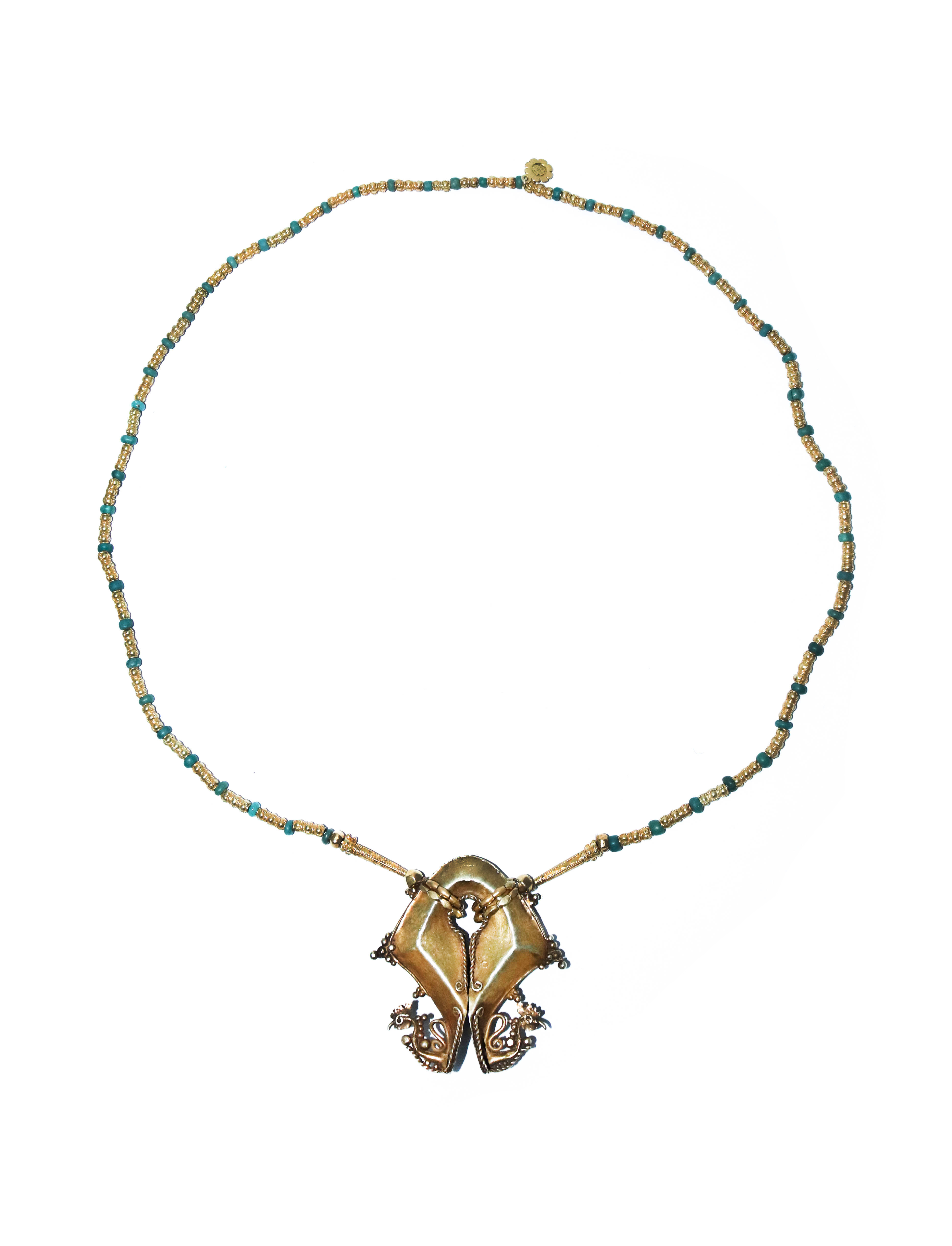 Celia Molano - (G-040) Gold “mamuli” with excavated gold beads