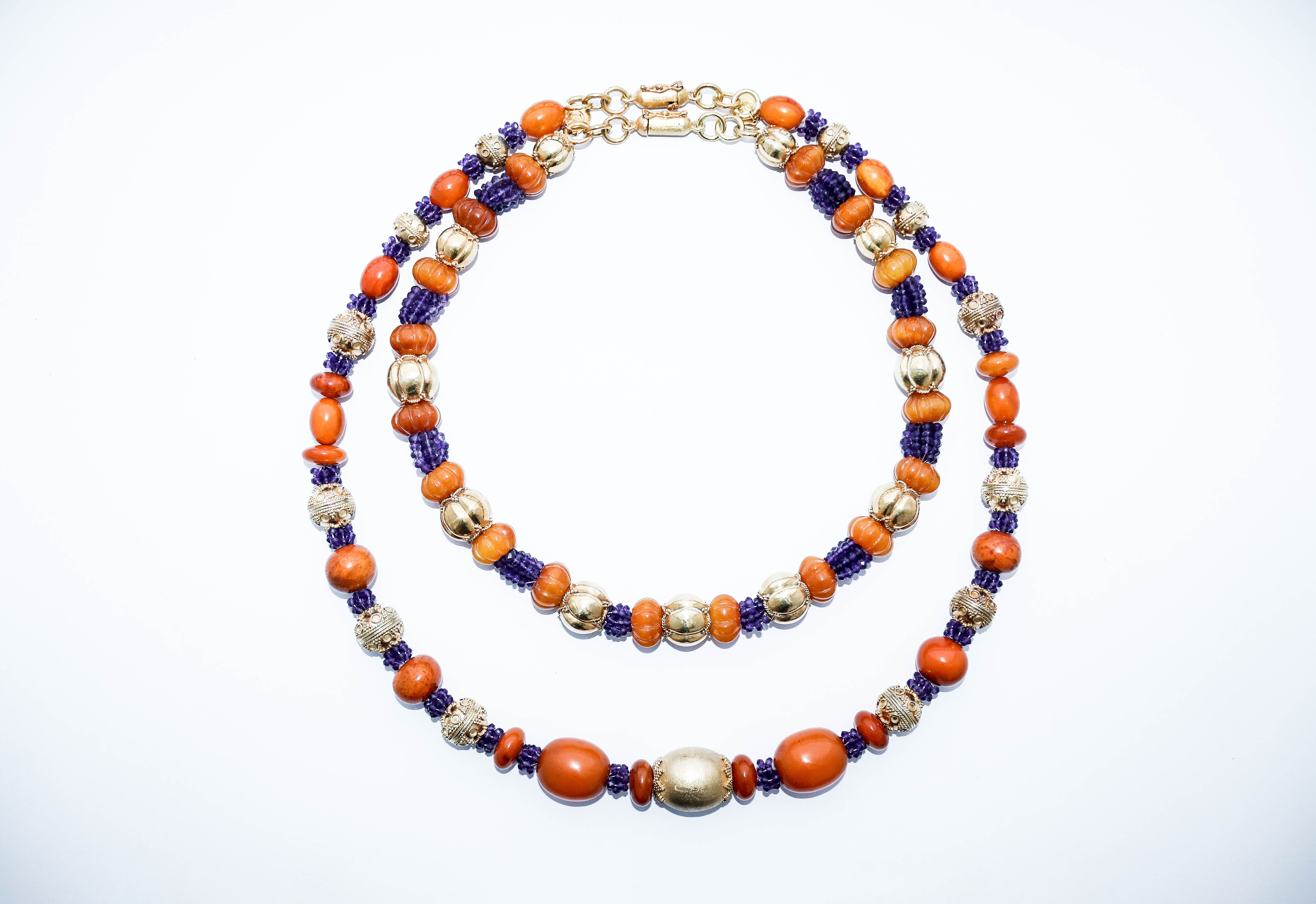Celia Molano - (SB-07) Gilded silver assorted beads necklace (Photo: longer necklace)
