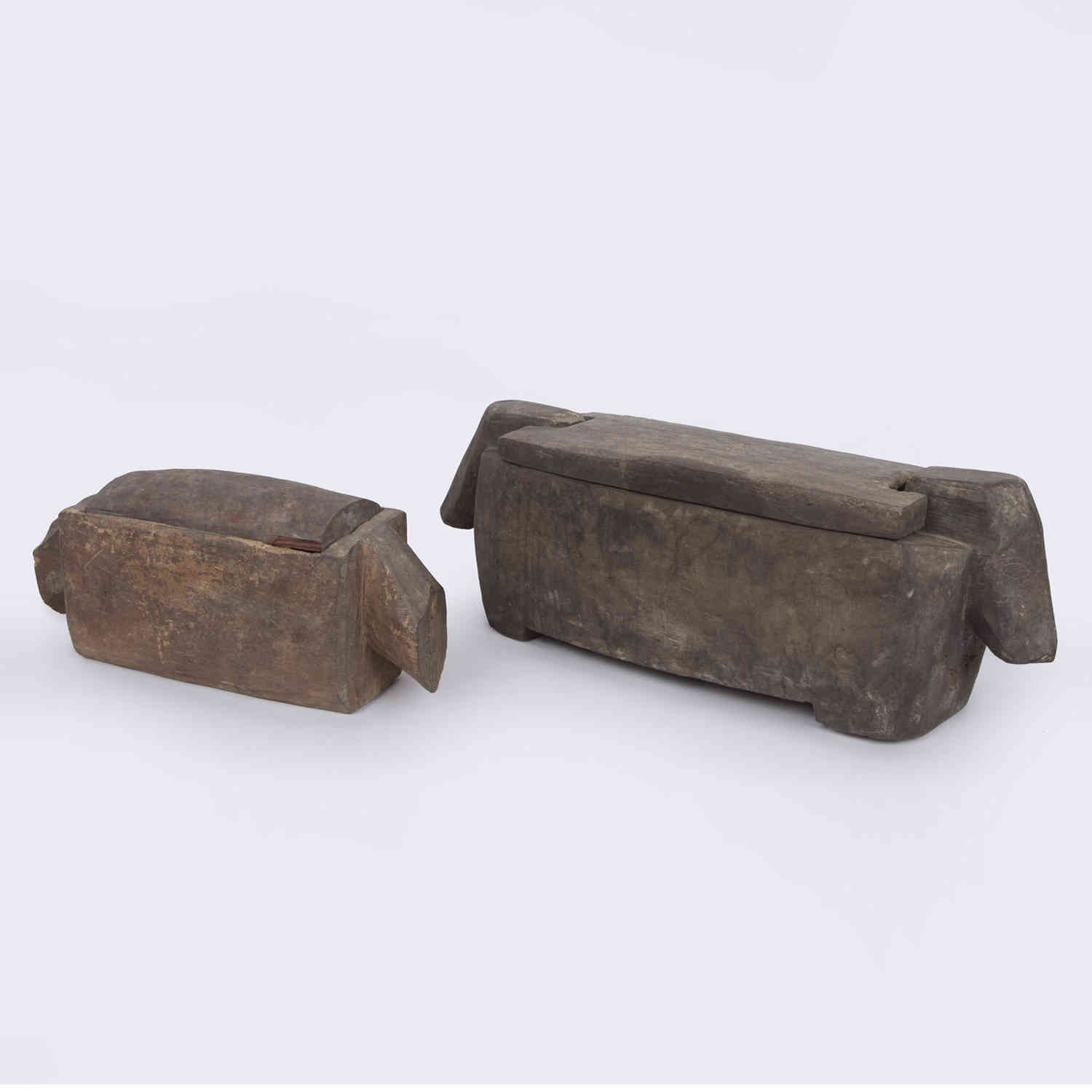 A lot of two early Punanham ritual boxes - Ifugao tribe, North Luzon