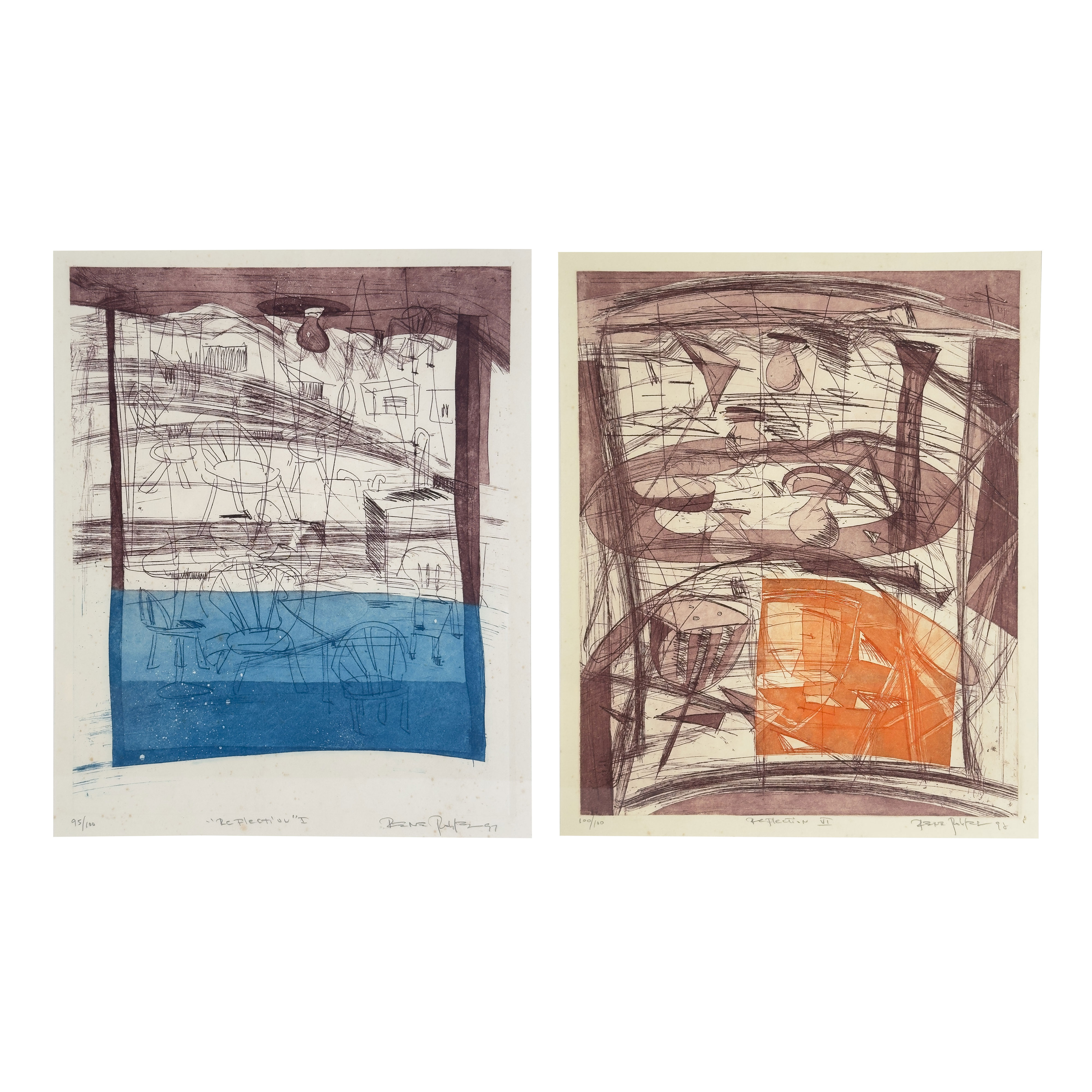 René Robles (1950 - 2021) - A lot of two prints - Reflection I and ...
