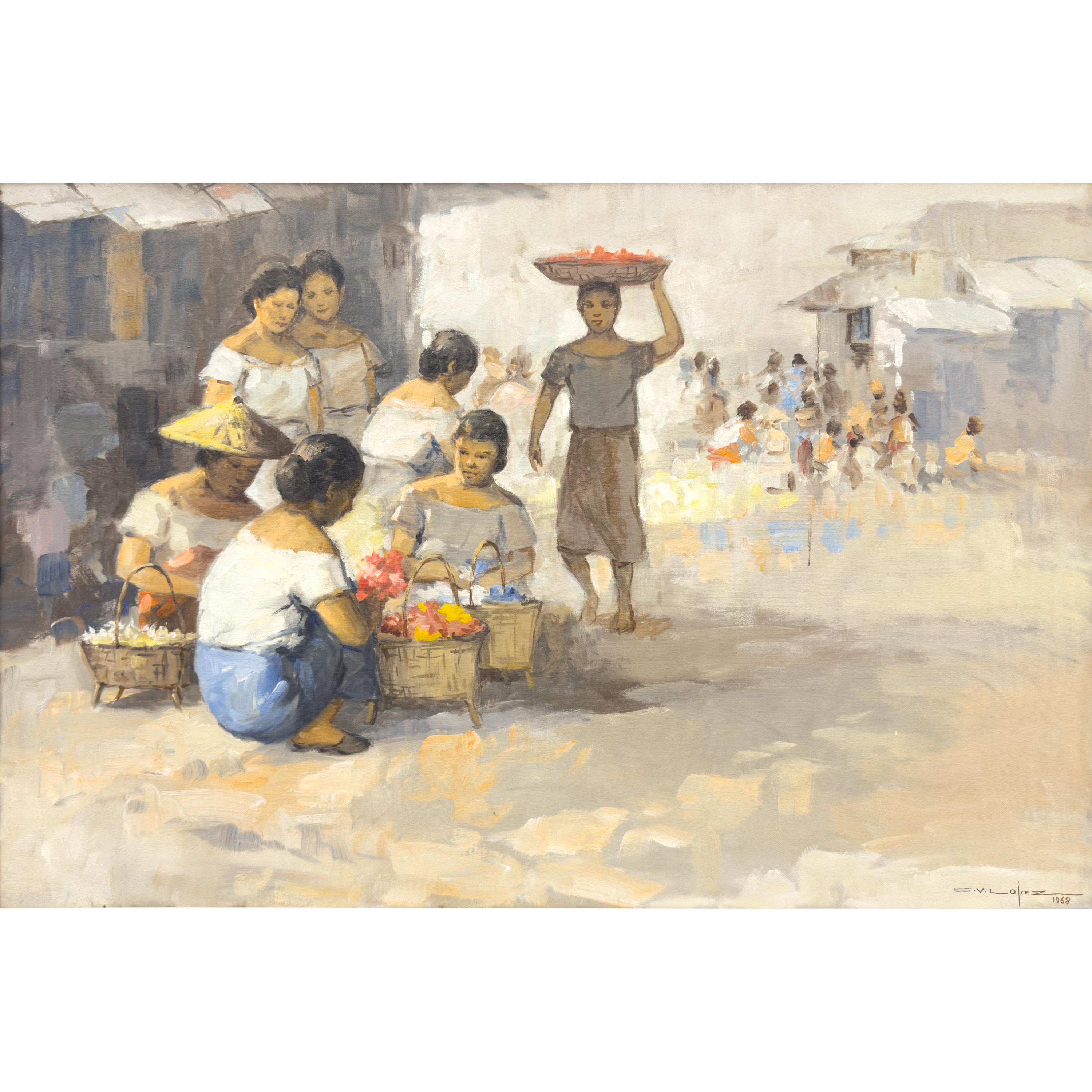 Crispin V. Lopez (1903 - 1985) - Village Scene