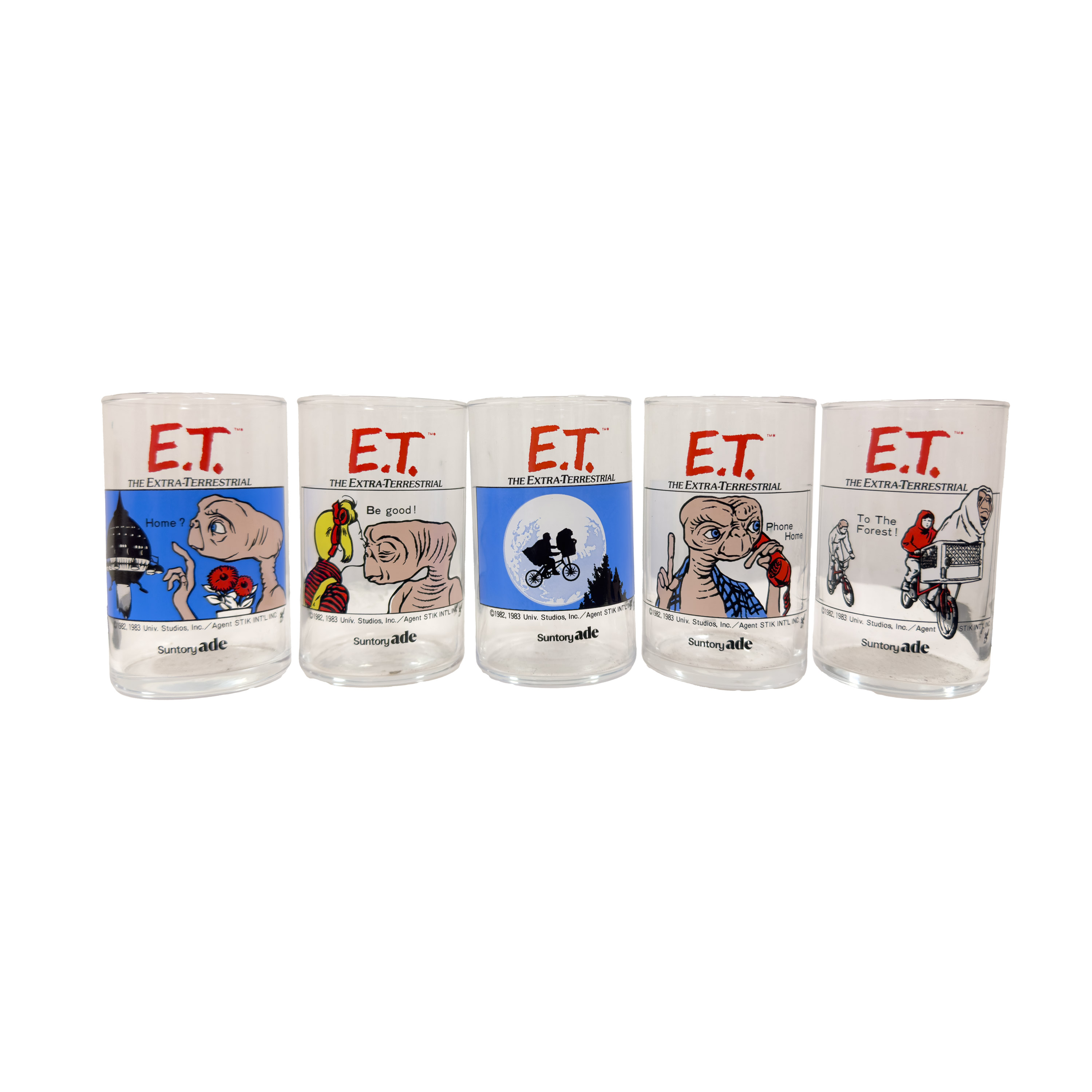 - A lot of five vintage glasses with images from the box office hit 'E ...