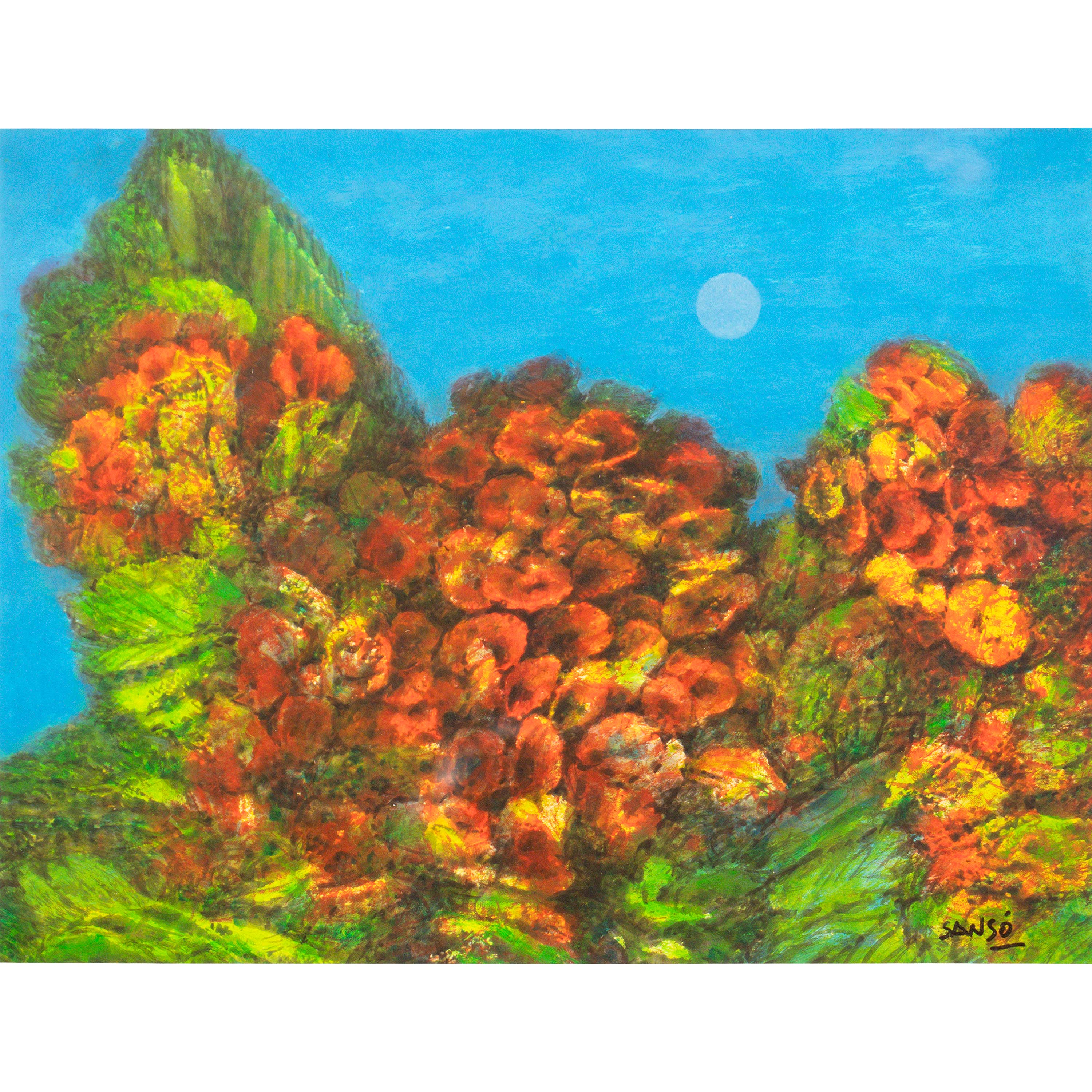 Juvenal Sansó (b. 1929) - Flamed Blossoms