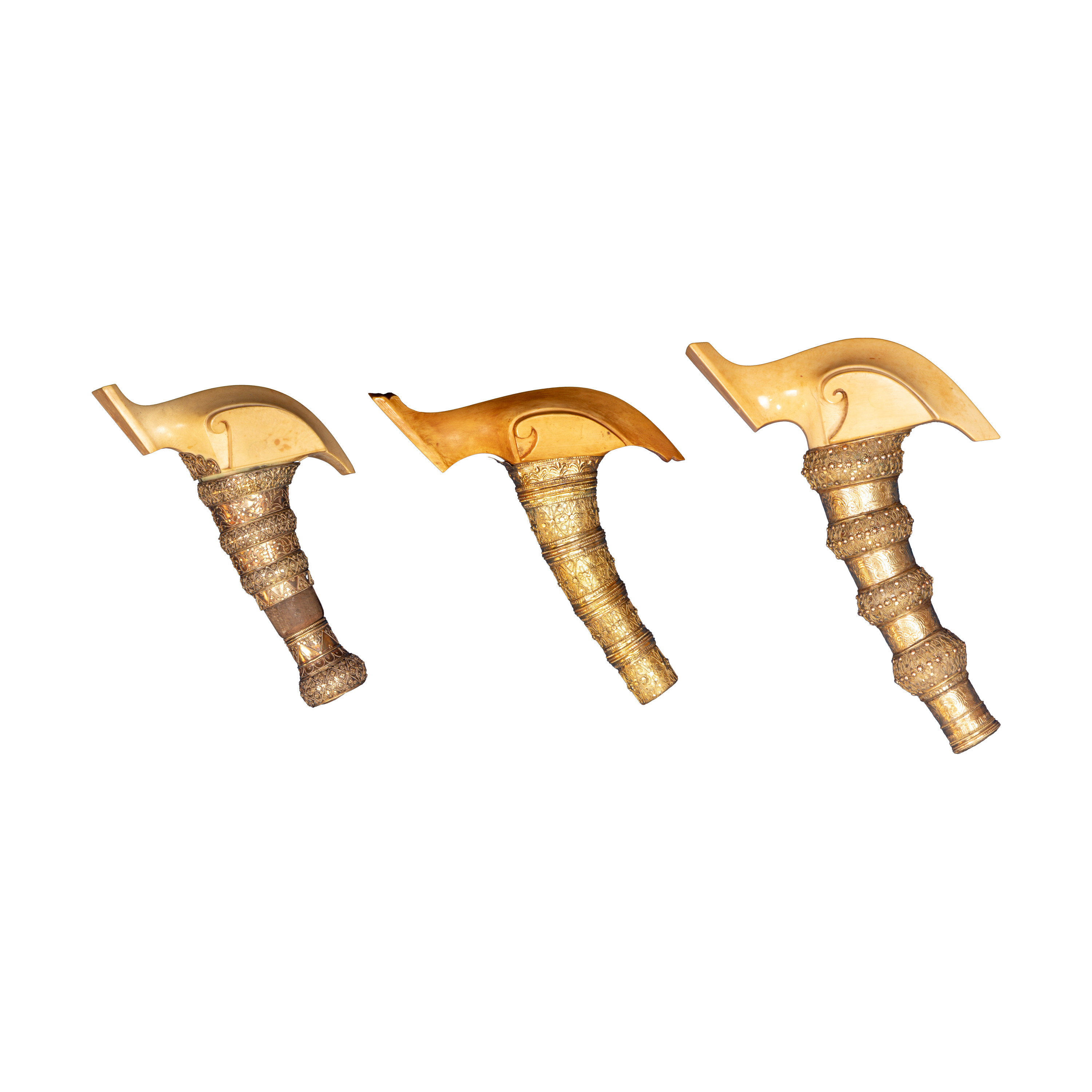 - A lot of ceremonial Danganan sword hilts with ivory pommels and ...