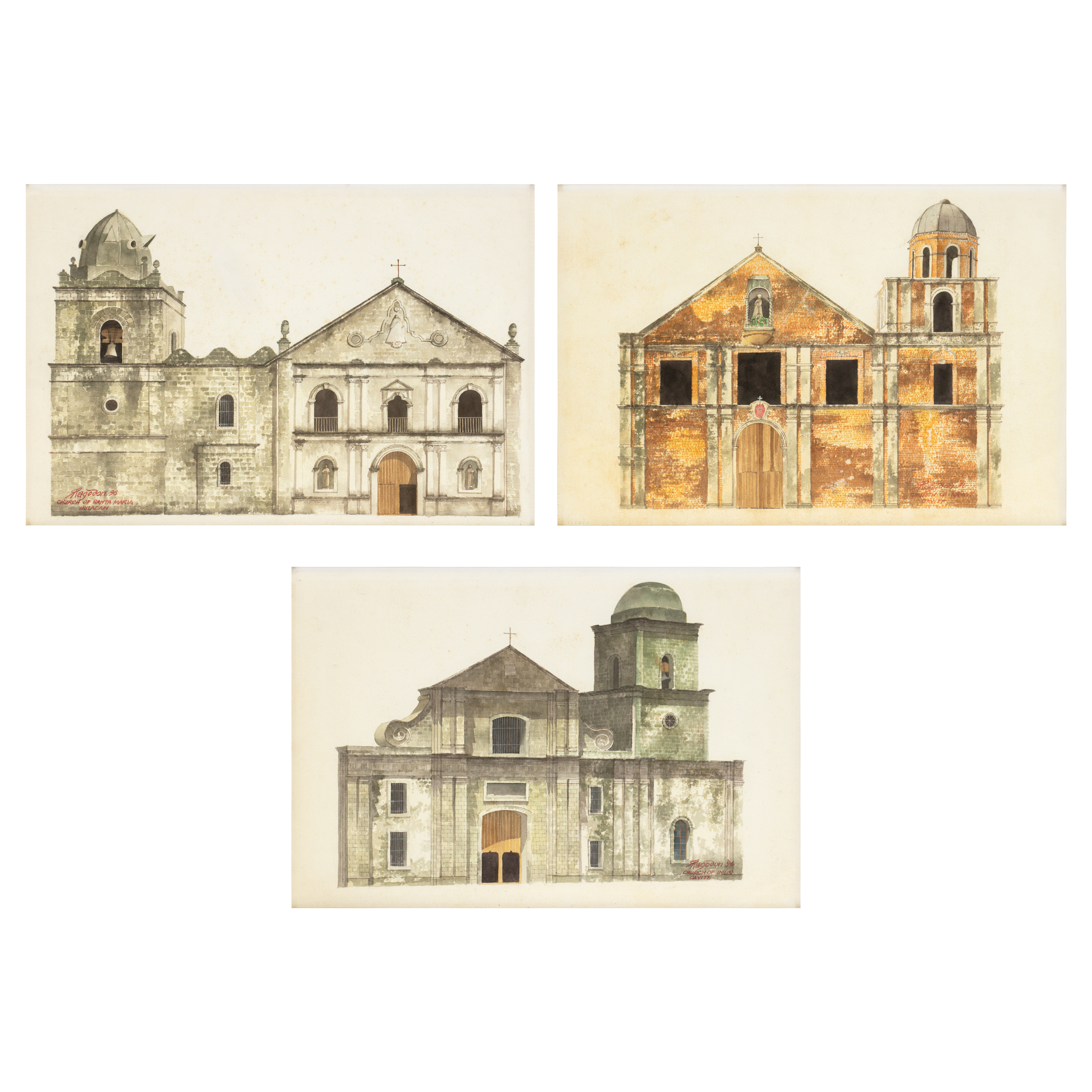 Rodolfo Ragodon (1929 - c. 2001) - A lot of three watercolor works