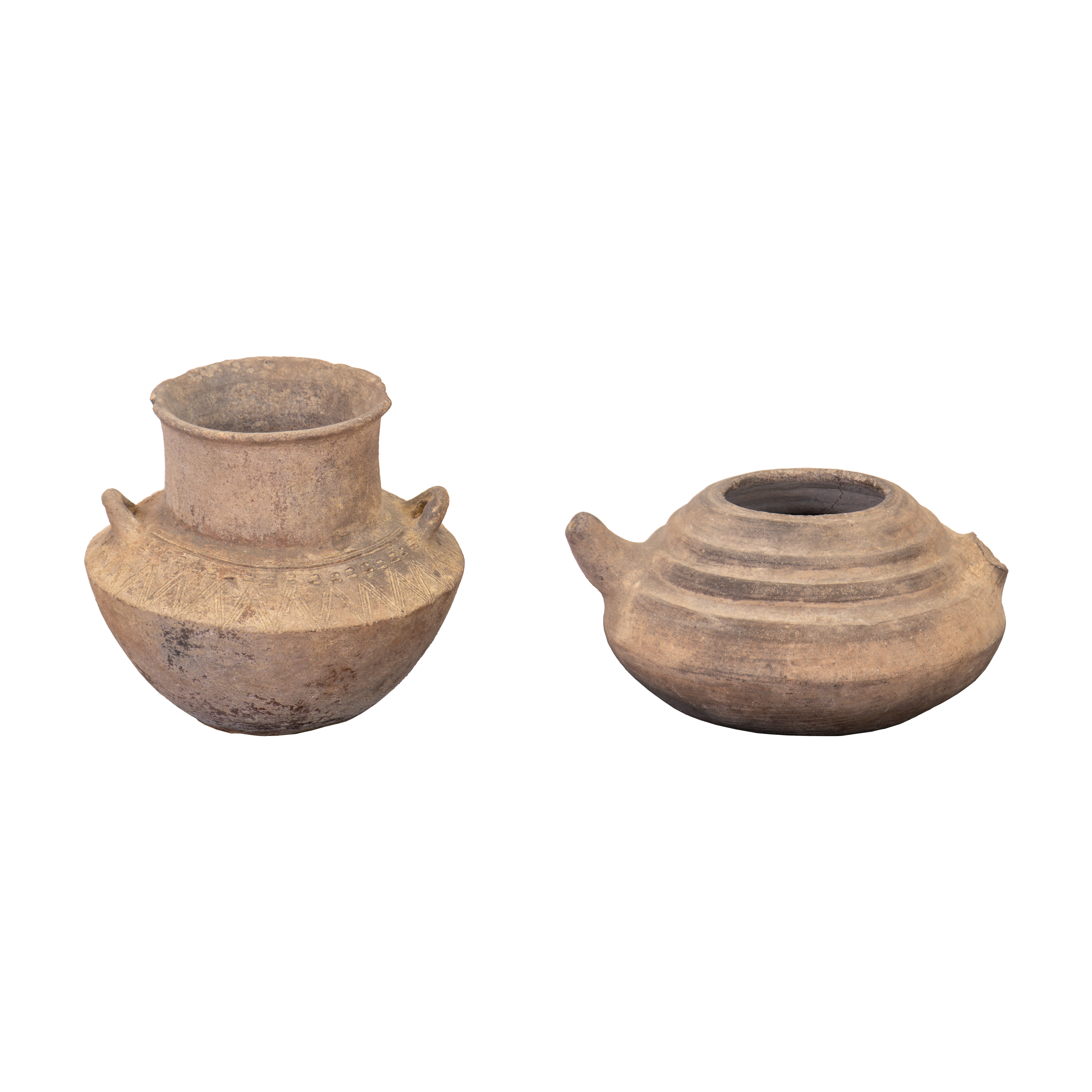 - A pair of clay pots
