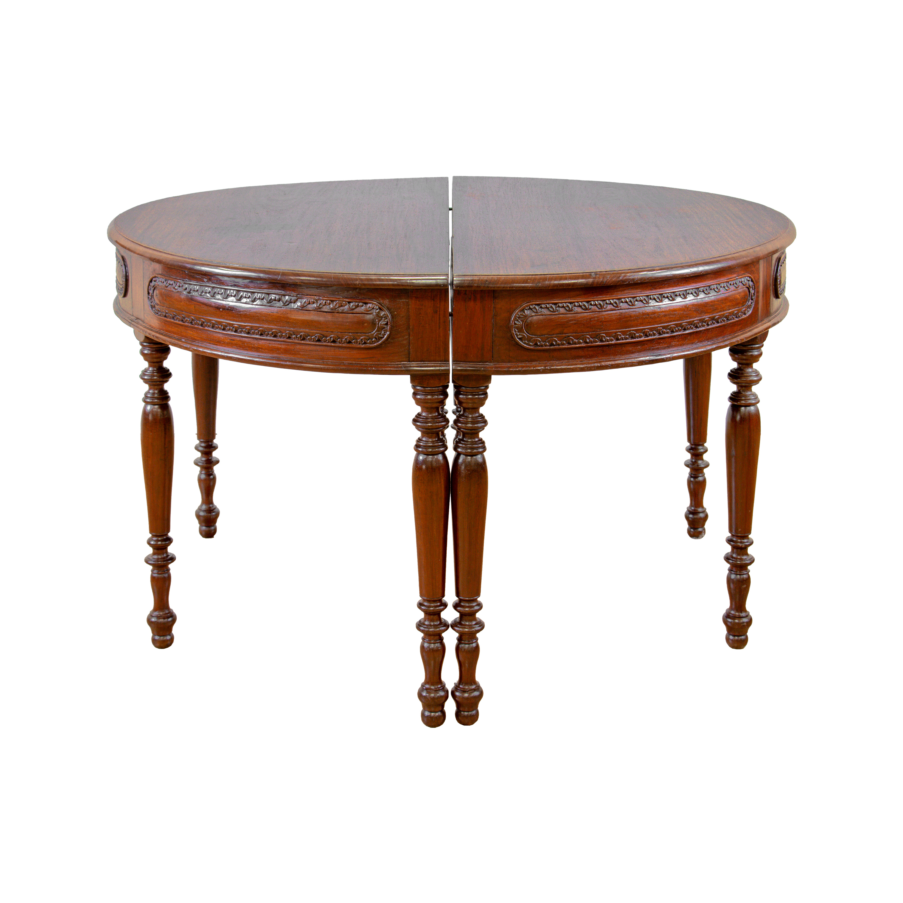 - A pair of semi-round tables with carved circumscribed classical ...