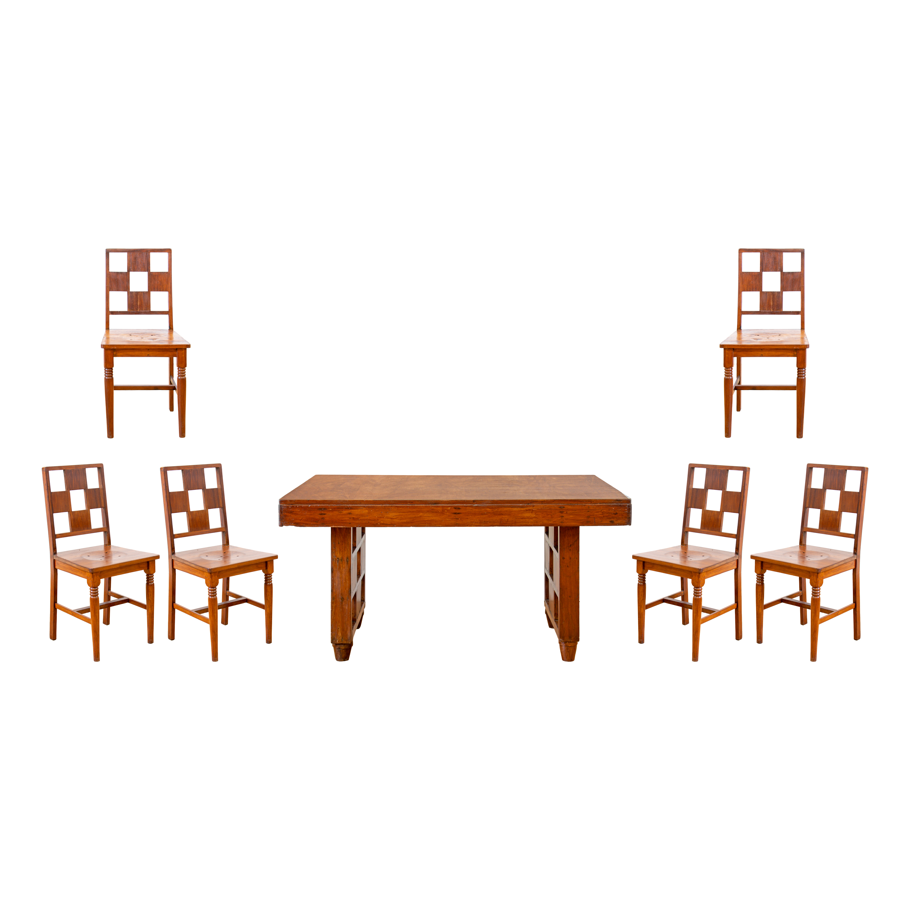 - An Arts and Crafts 6-seater dining set with lattice checkerboard ...