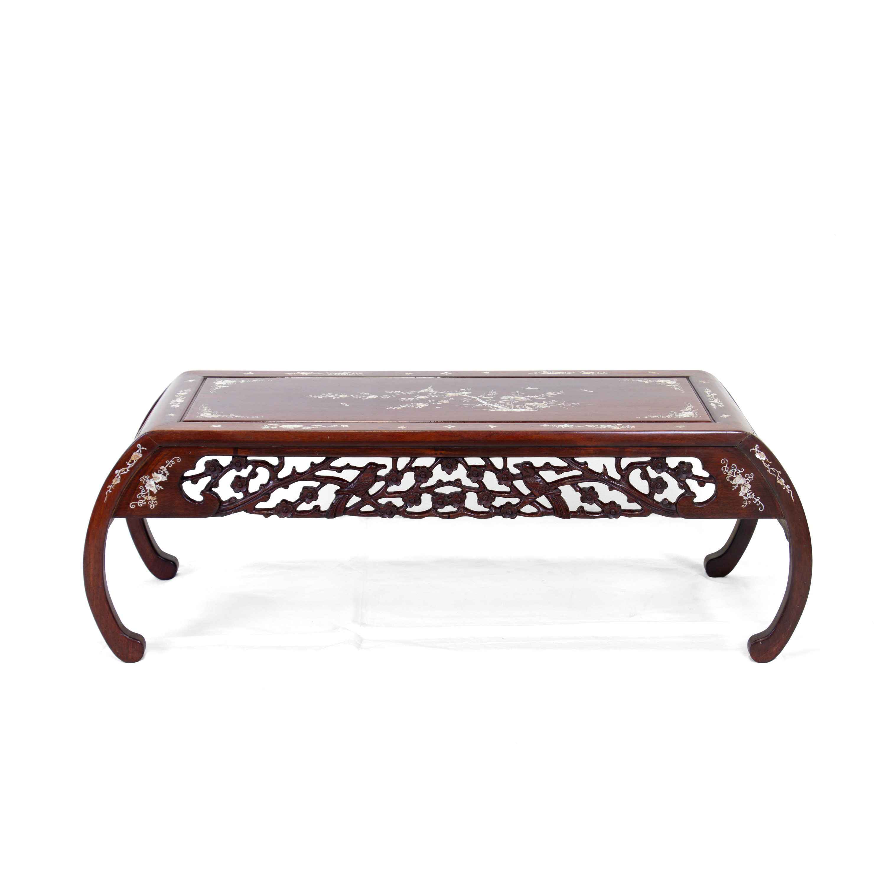 - A low Kang style center table with flora and fauna openwork carvings ...
